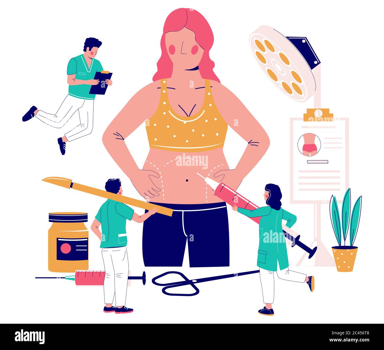 Body plastic surgery vector concept flat style design illustration ...