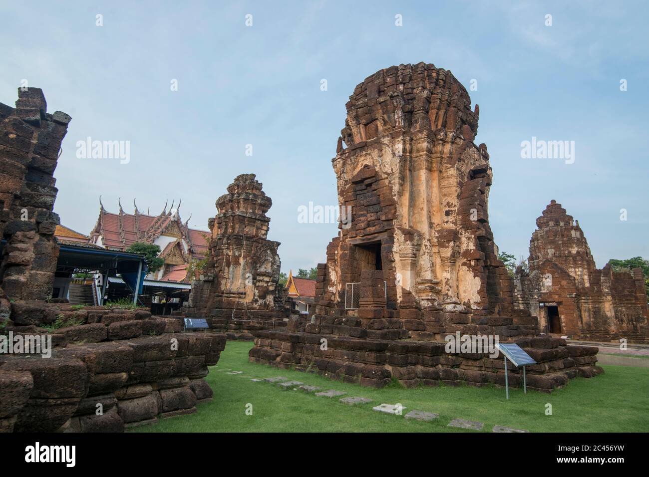 the Ruins of the Wat Kamphaeng Laeng Temple in the city of Phetchaburi ...