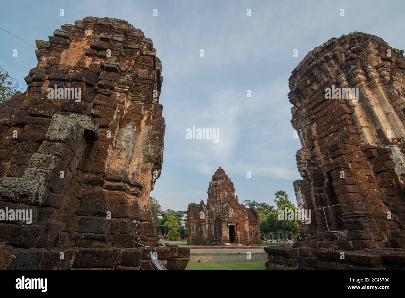 the Ruins of the Wat Kamphaeng Laeng Temple in the city of Phetchaburi ...