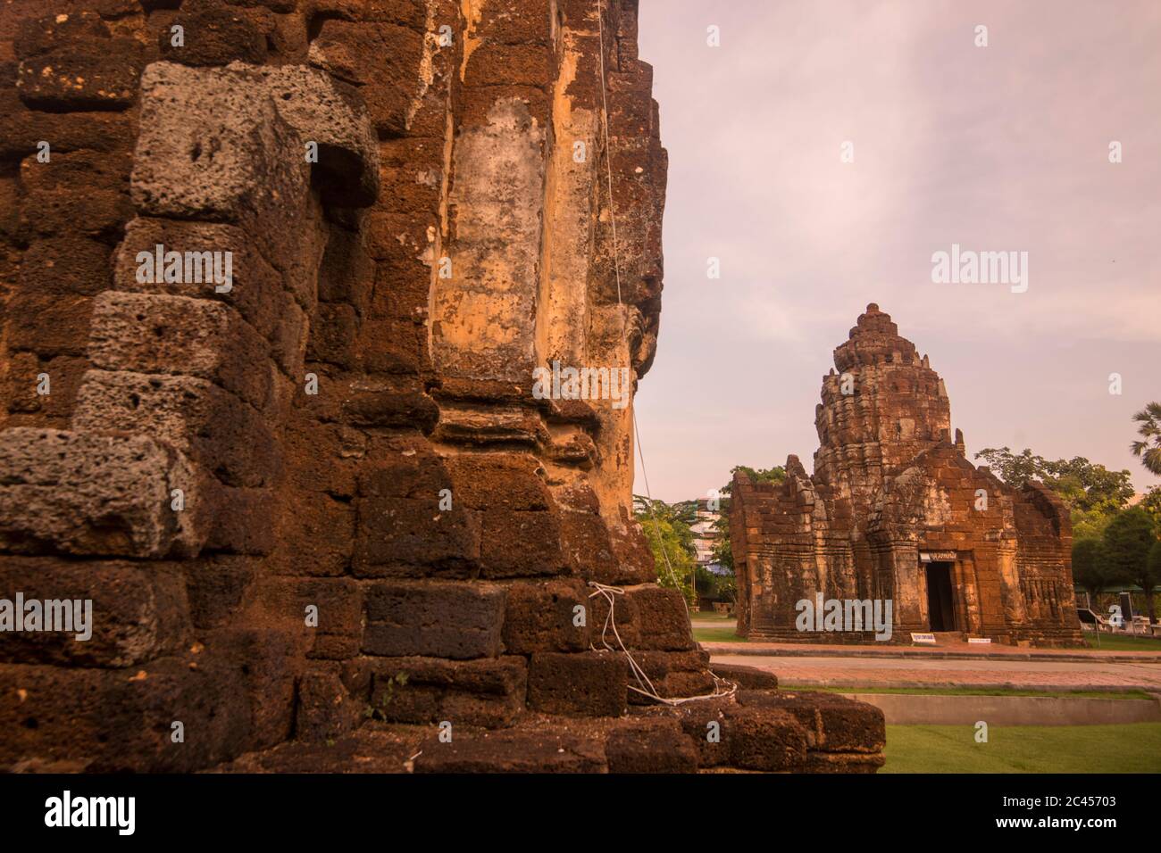 the Ruins of the Wat Kamphaeng Laeng Temple in the city of Phetchaburi ...