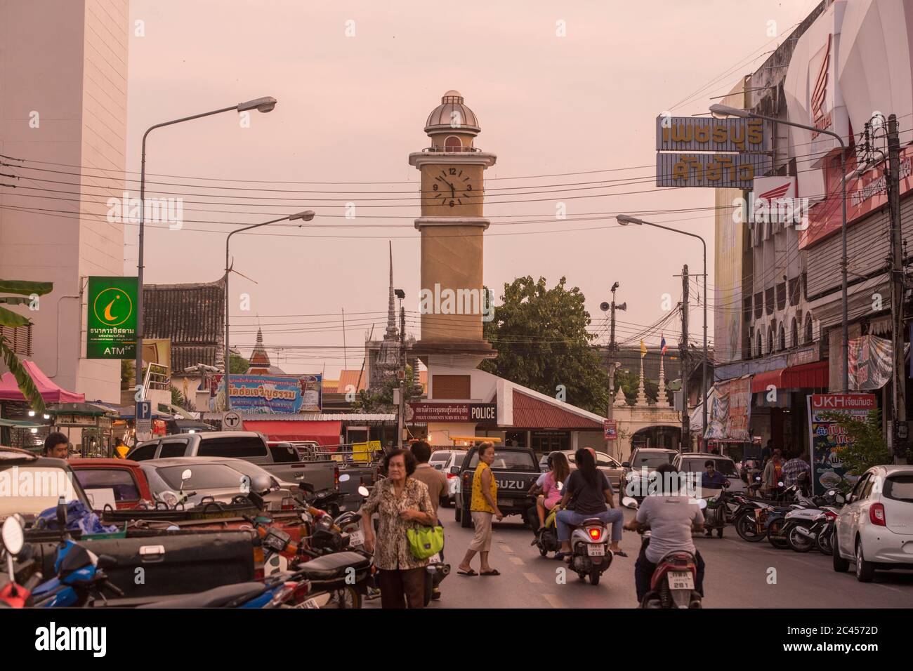 the clock tower in the city centre of Phetchaburi or Phetburi in the ...