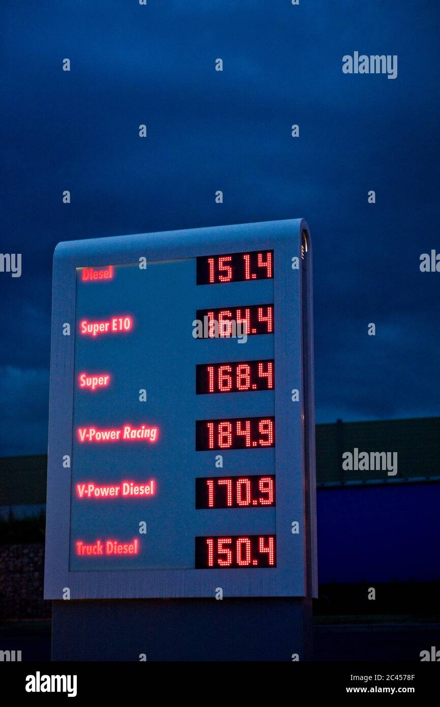 Price display at a gas station Stock Photo - Alamy