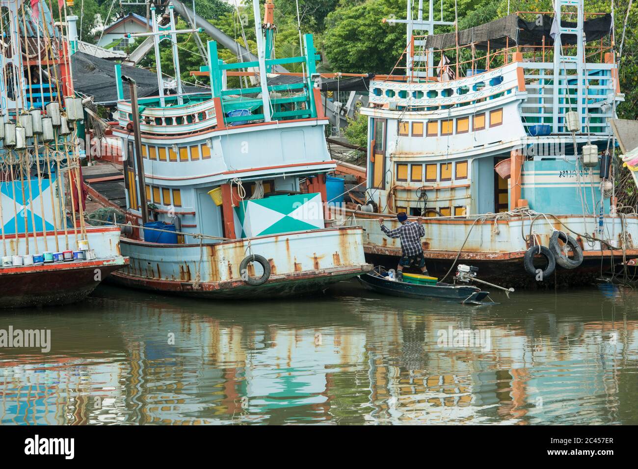 a fishingboat Harbour on the Gulf of Thailand in the Ban Laem District ...