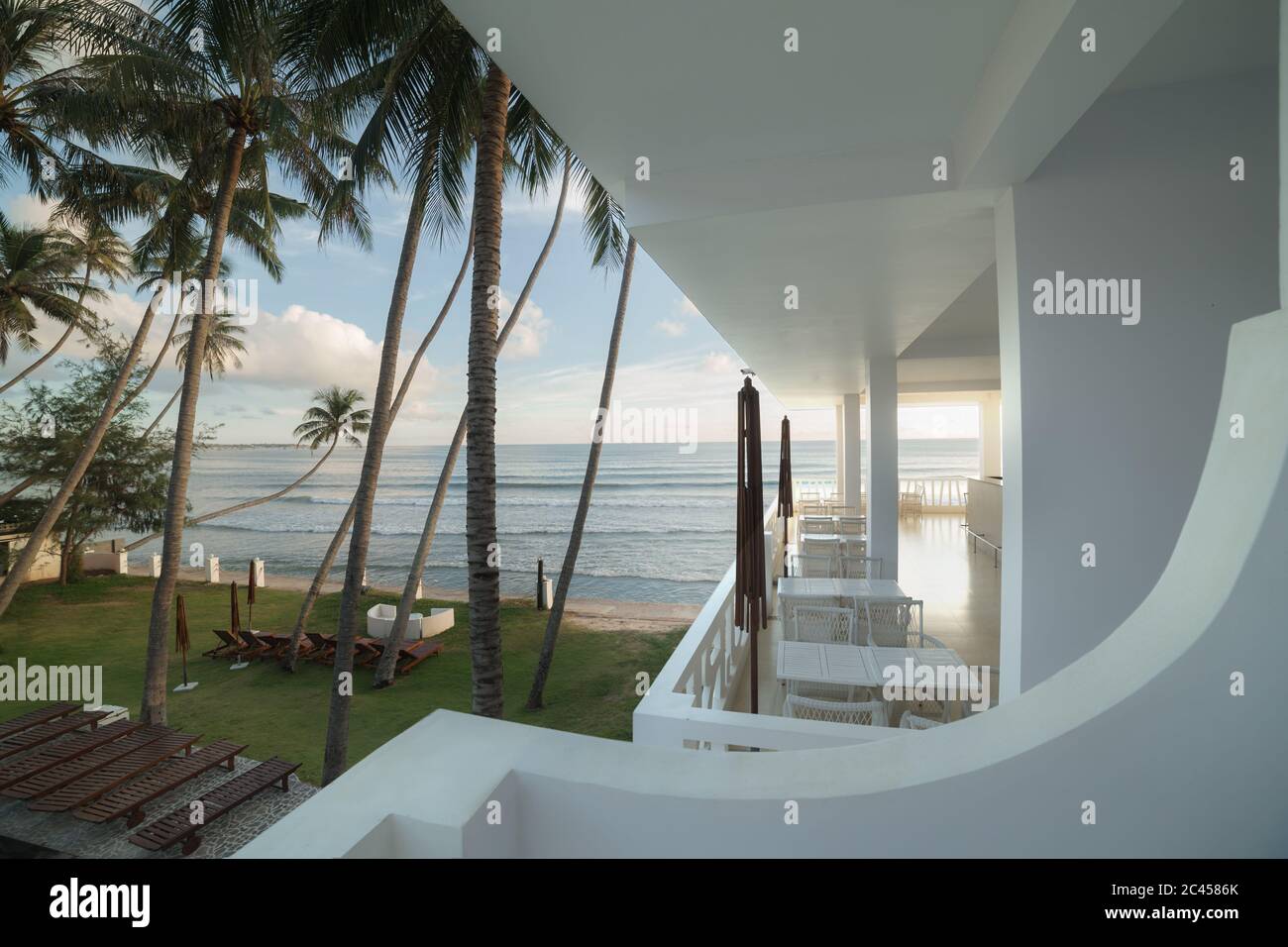 Balcony with sea view. Tropical hotel in Vietnam Stock Photo - Alamy