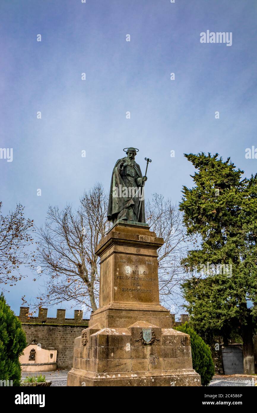 Statue of St. Nilus of Rossano, founder in 1004 of the Exarchic ...