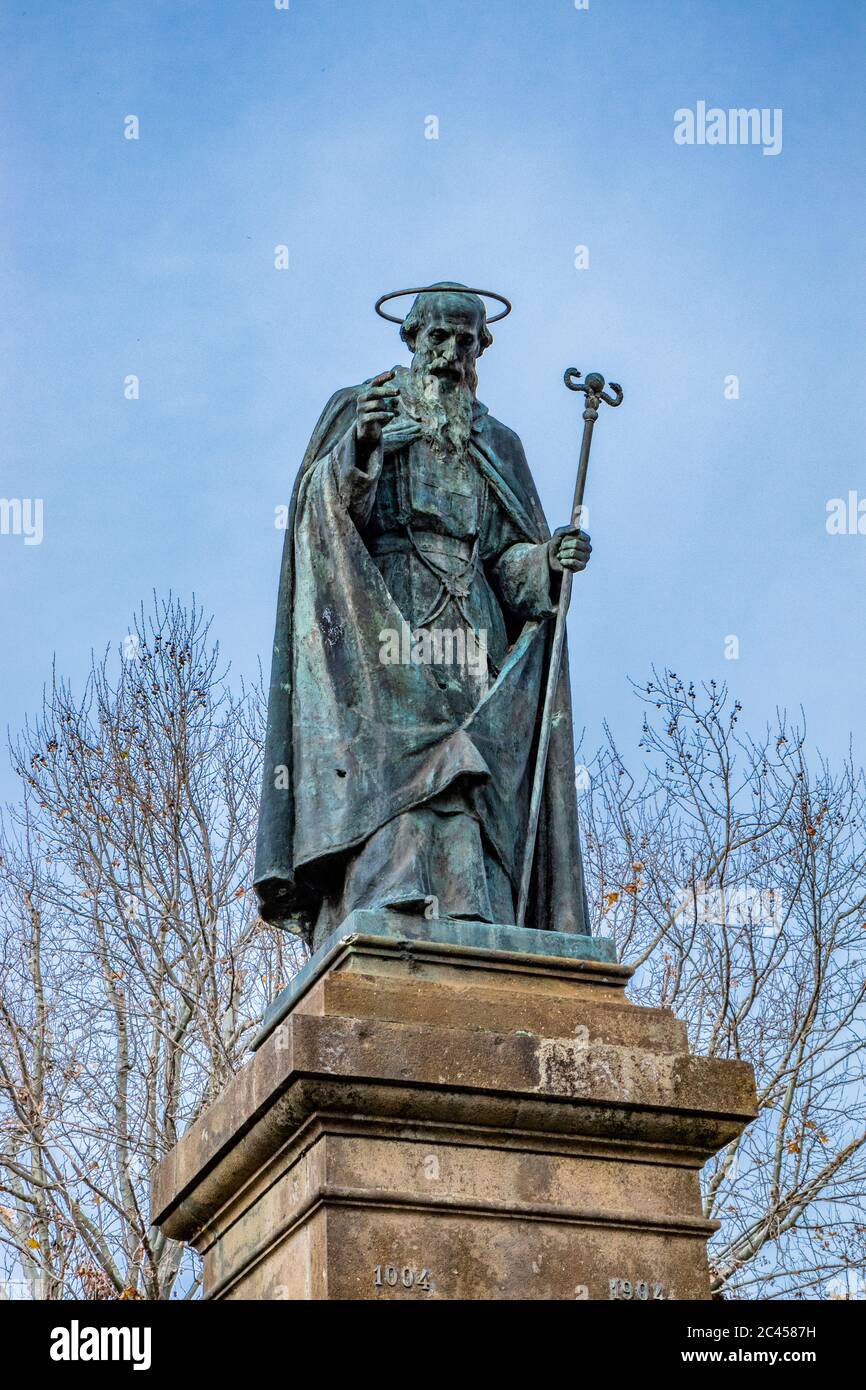 Statue of St. Nilus of Rossano, founder in 1004 of the Exarchic ...