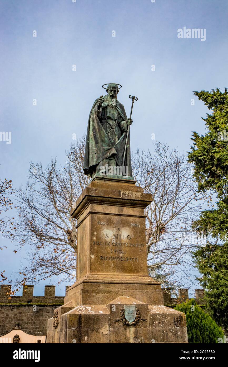 Statue of St. Nilus of Rossano, founder in 1004 of the Exarchic ...