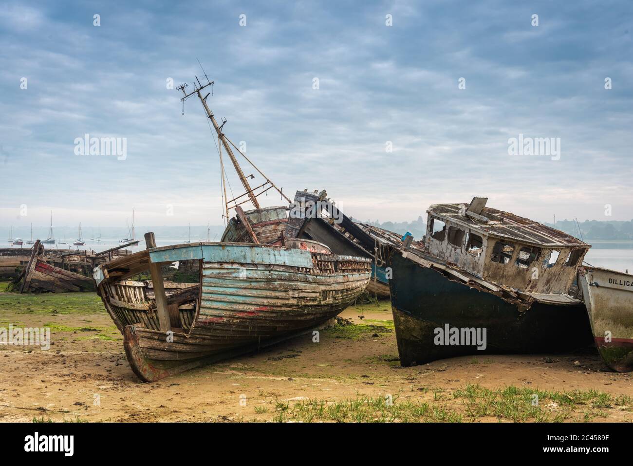 Views of boat wrecks at Pin Mill on the River Orwell just outside ...