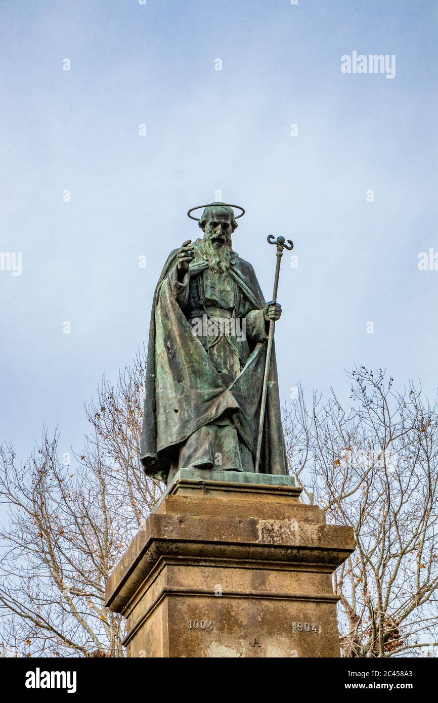 Statue of St. Nilus of Rossano, founder in 1004 of the Exarchic ...