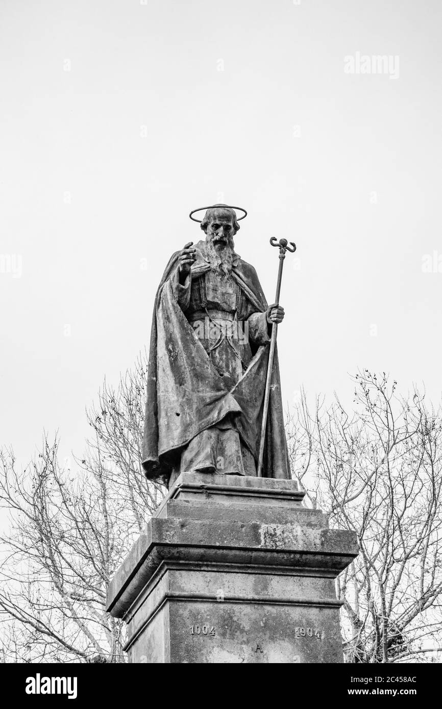 Statue of St. Nilus of Rossano, founder in 1004 of the Exarchic ...