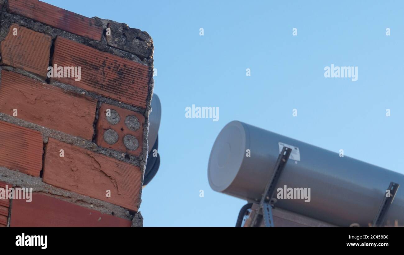 Solar panel with antenna on the rooftop Stock Photo - Alamy