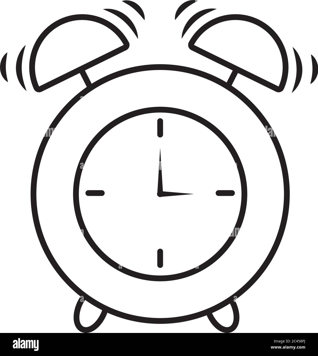 alarm clock icon over white background, line style, vector illustration ...