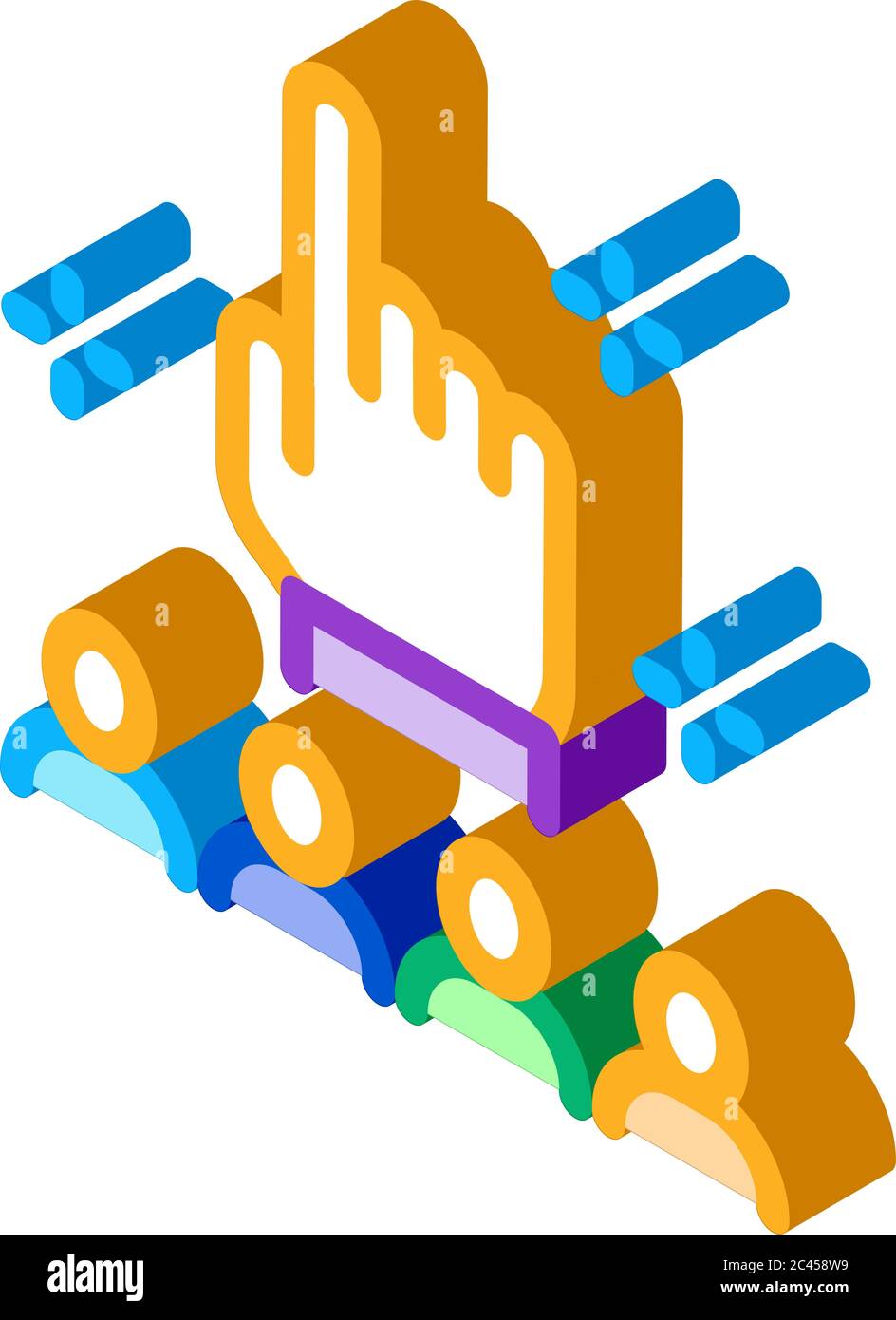 finger up gesture and audience isometric icon vector illustration Stock ...