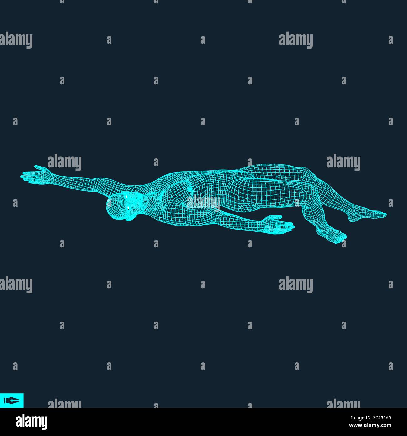 3D Swimming Man. Vector Image of a Swimmer. Human Body. Sport Symbol ...