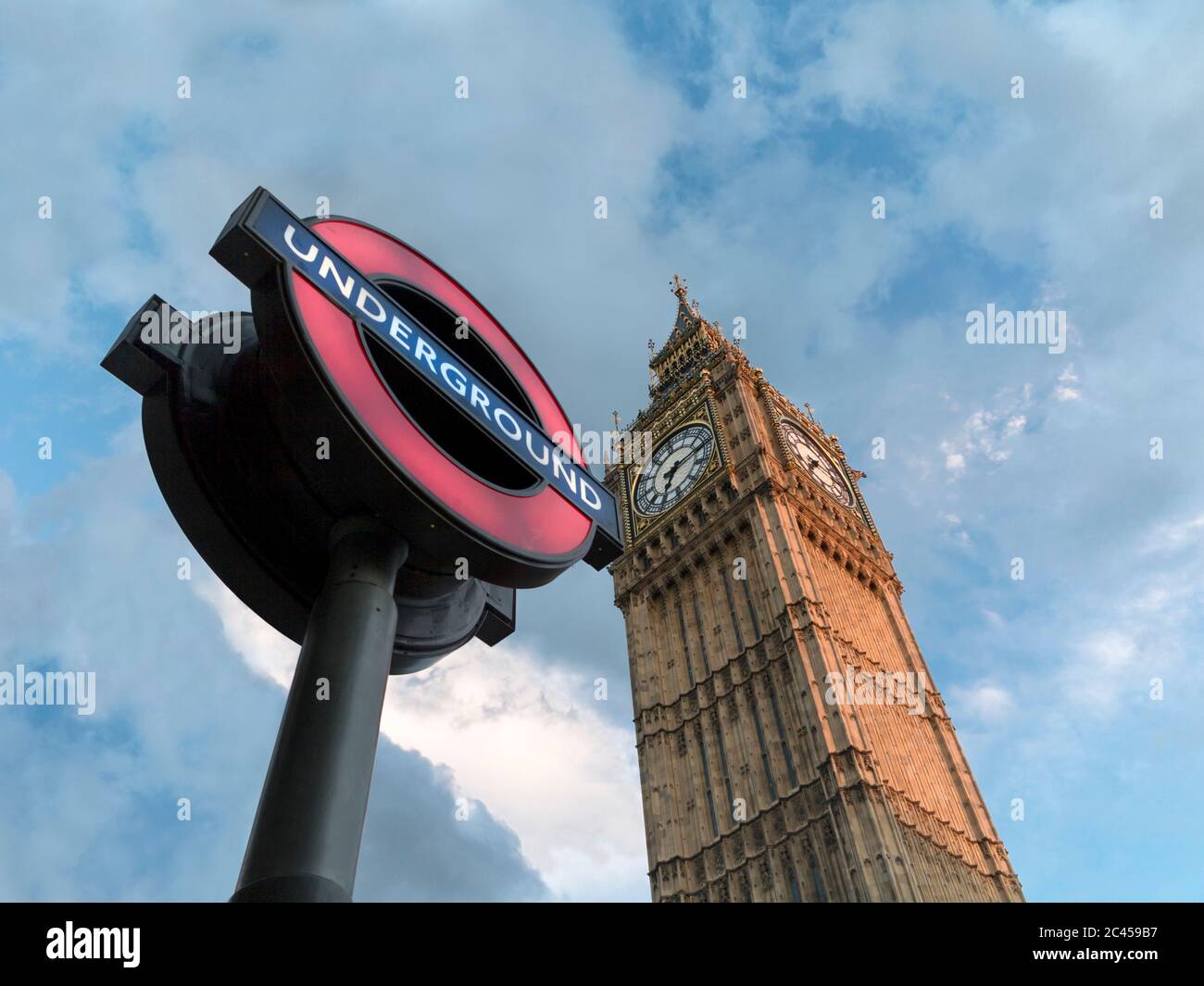 Big Ben and underground sign, London, UK Stock Photo - Alamy