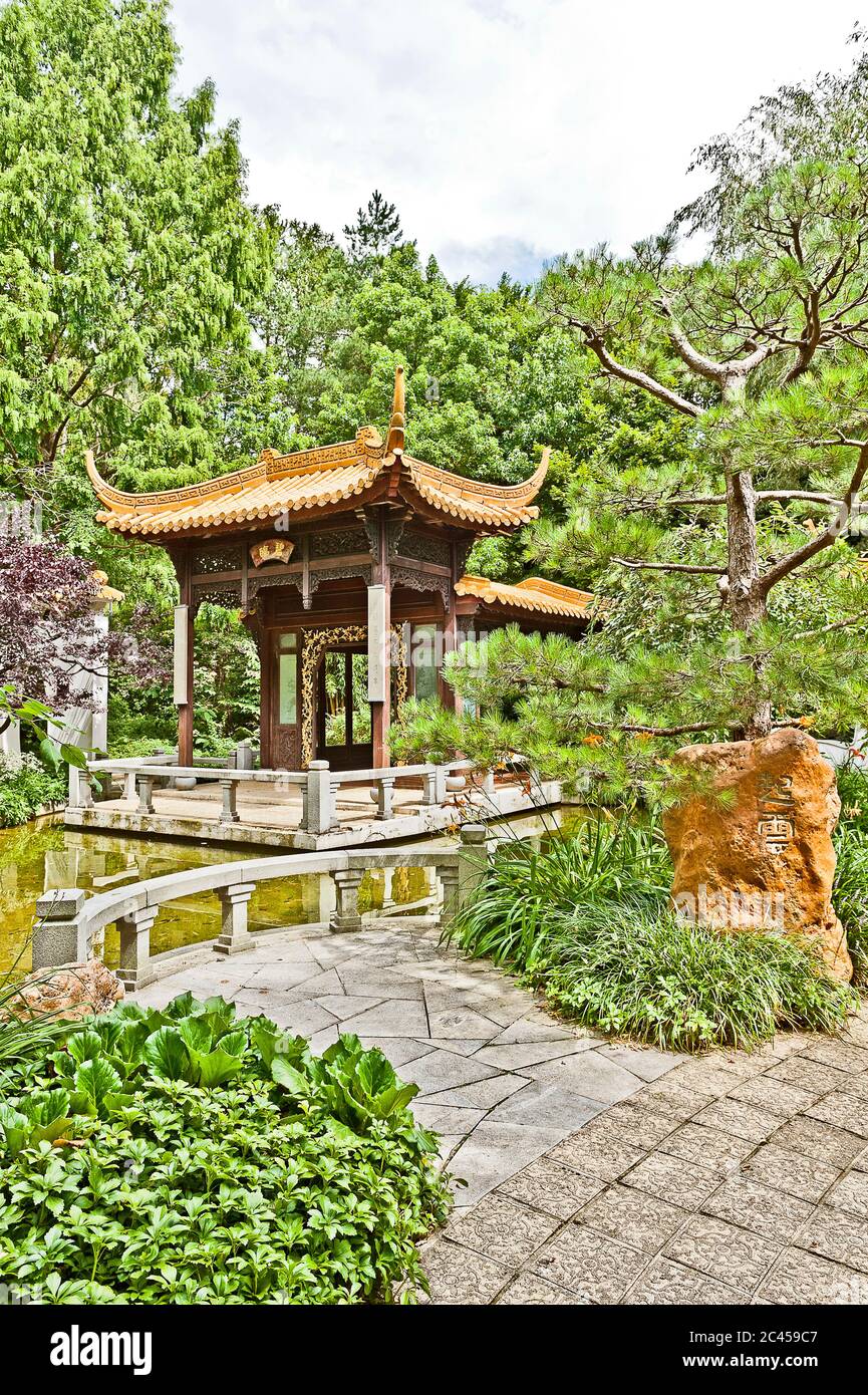 Japanese temple in the Westpark, Munich, Bavaria, Germany Stock Photo ...