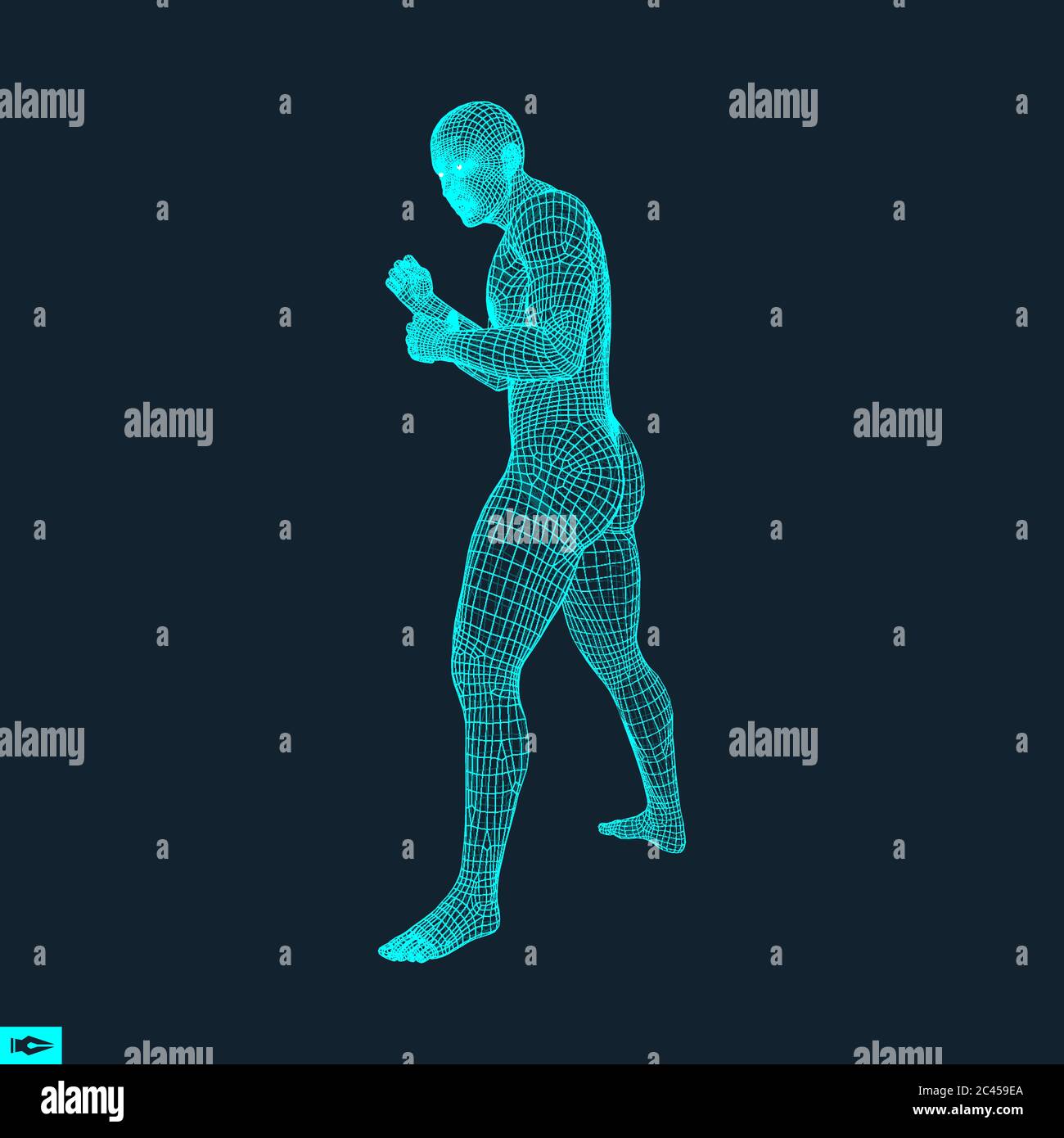 Boxer. Fighting Man. 3D Model of Man. Polygonal Design. Sport Symbol ...