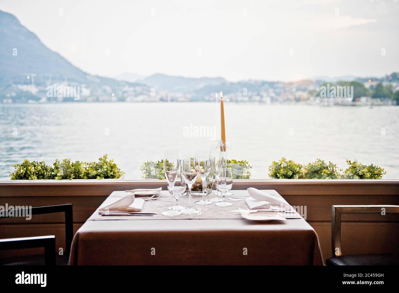 Outside restaurant of a hotel, Lugano, Switzerland Stock Photo - Alamy