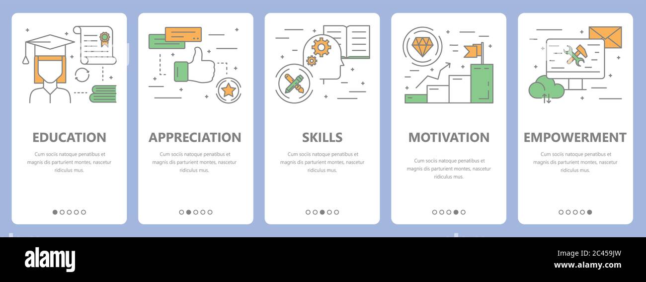 Vector set of thin line flat design employee concept banners Stock ...