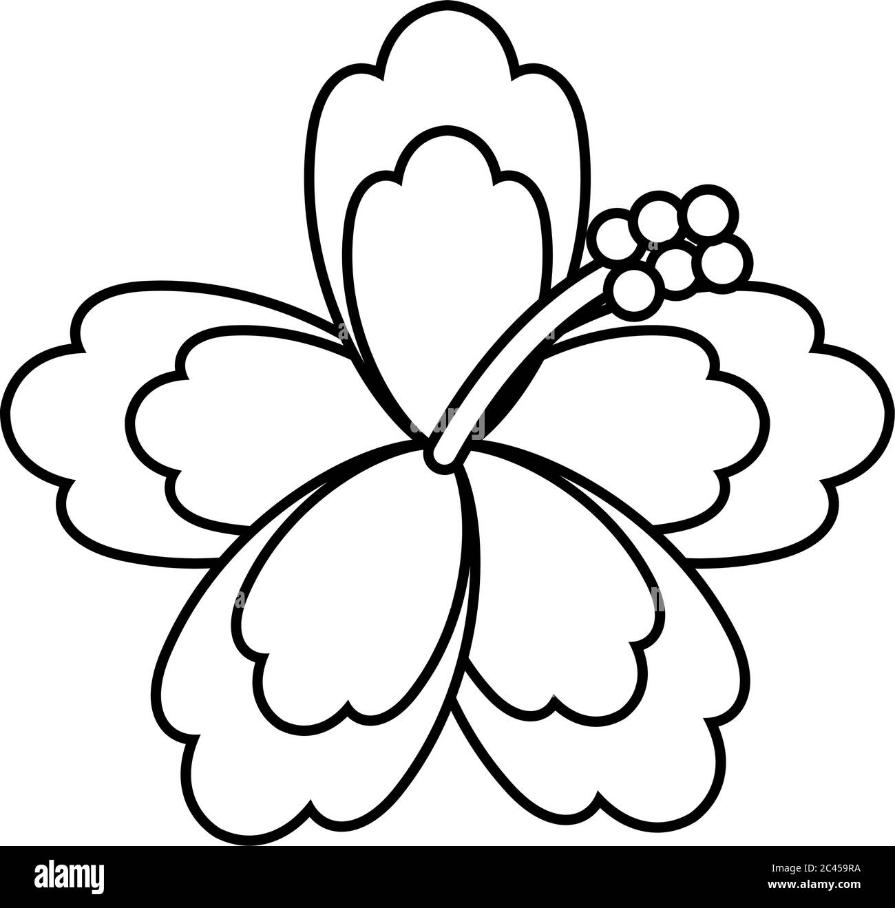 hawaiian flower icon over white background, line style, vector ...