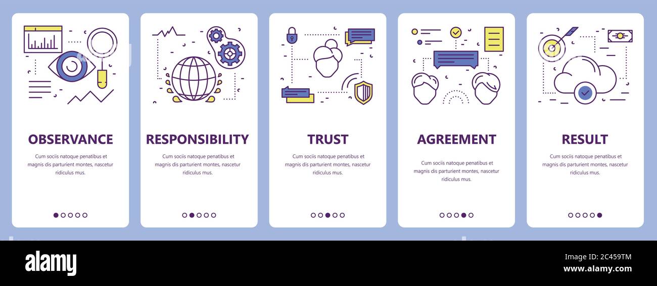 Vector set of thin line flat design commitment concept banners Stock ...