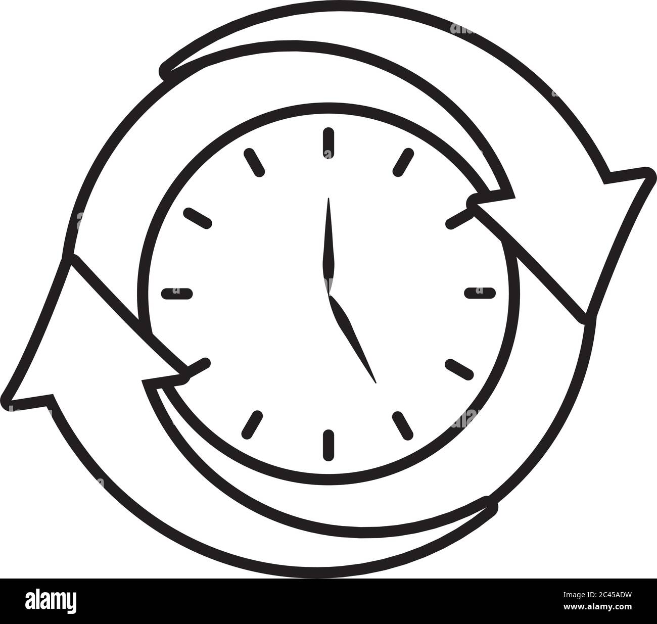 clock with arrows around over white background, line style, vector ...