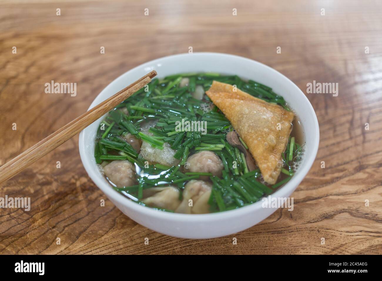 Closeup to Vegetable Wonton Soup in Hanoi, Vietnam Stock Photo - Alamy