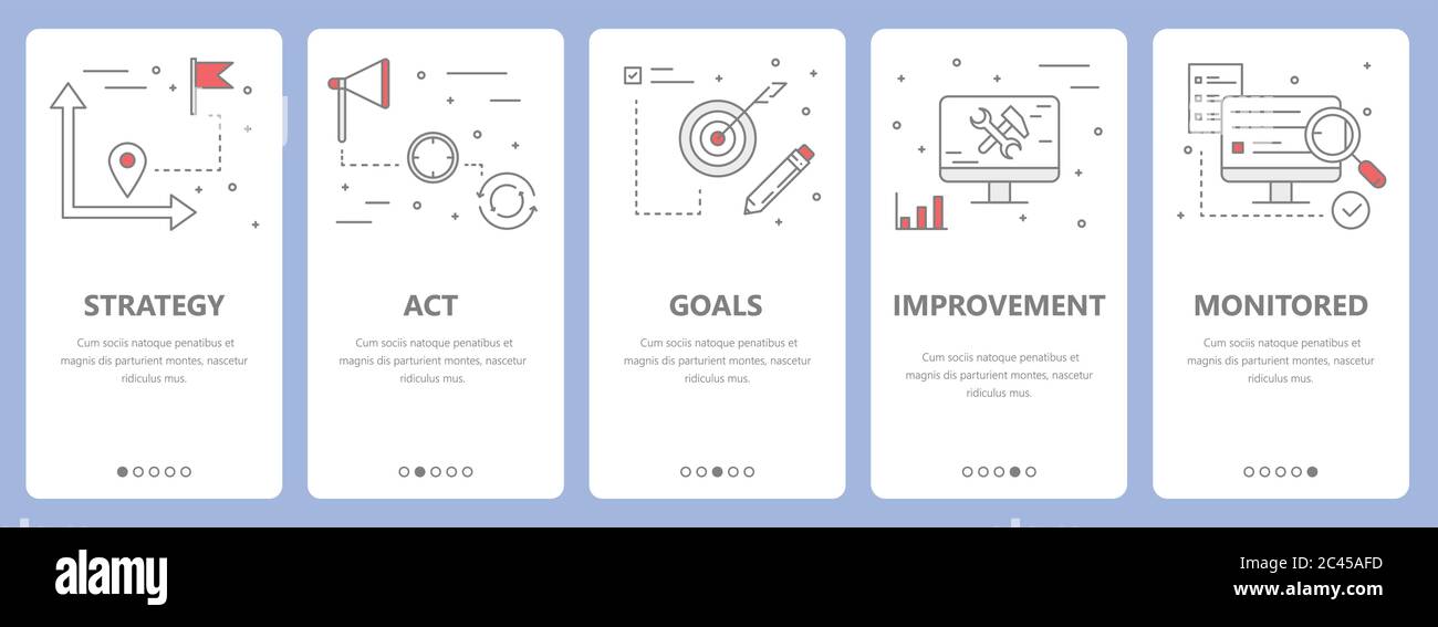 Vector set of thin line flat design action plan concept banners Stock ...