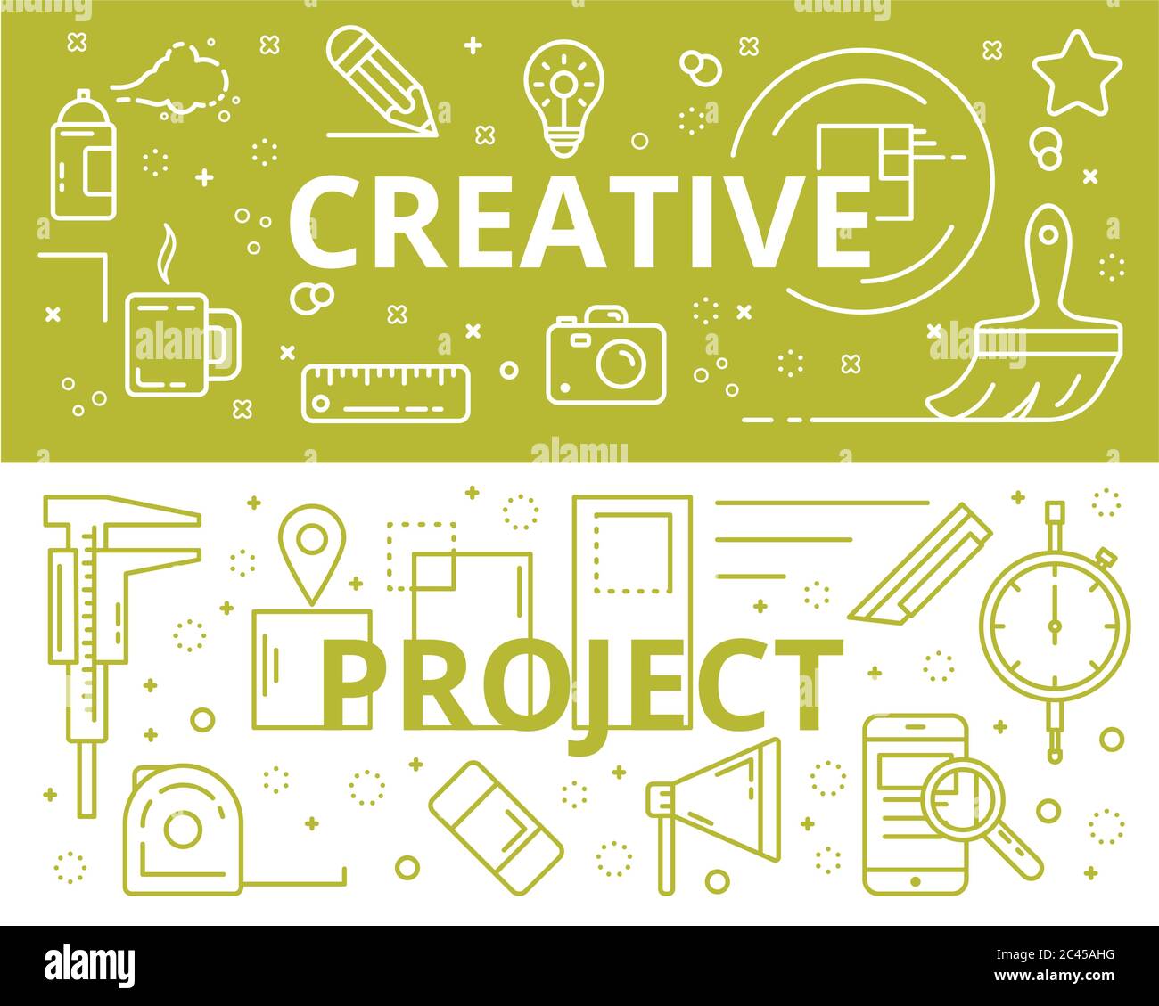 Vector Creative and Project concept thin line flat design banners Stock ...