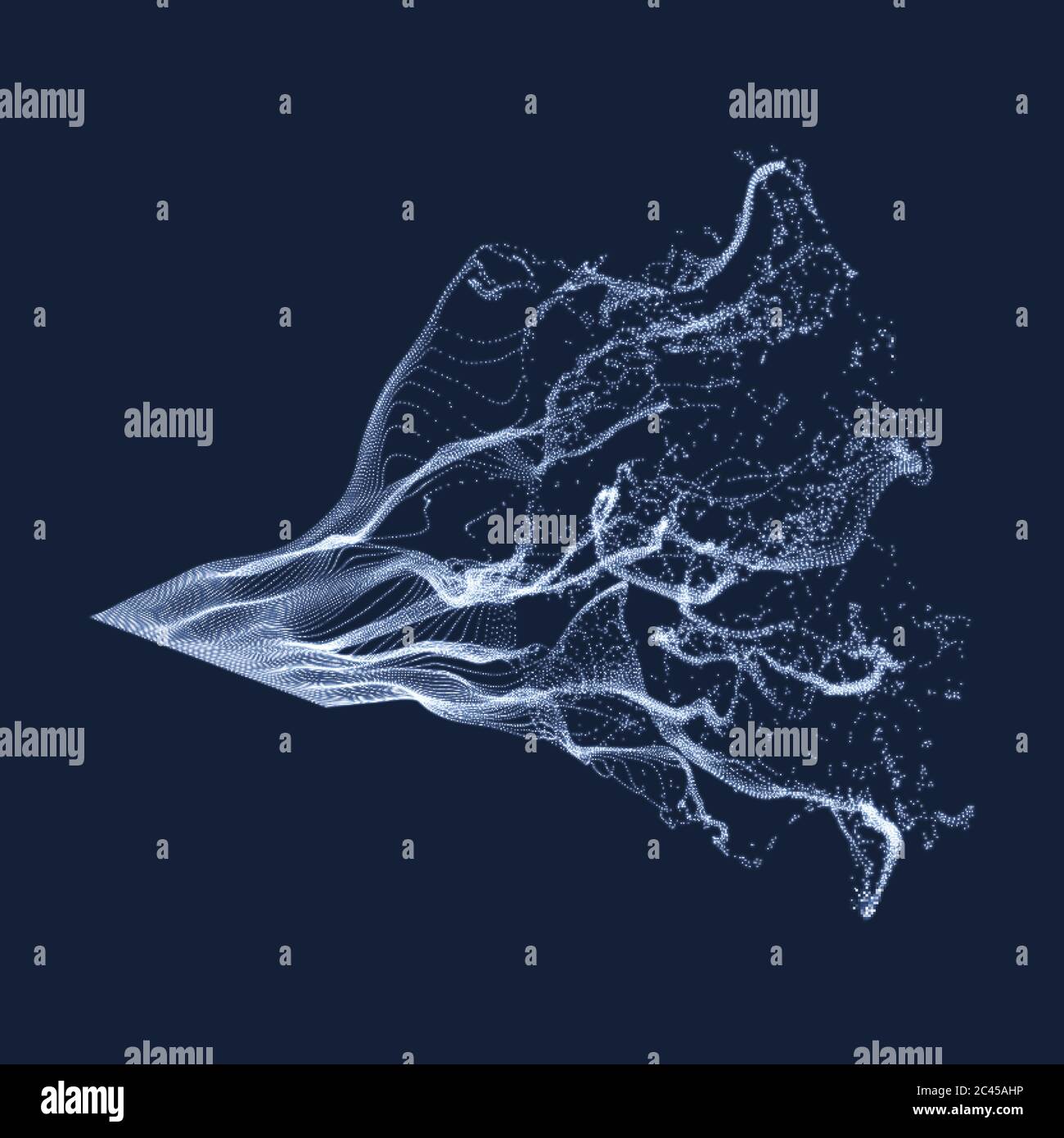 Array with Dynamic Emitted Particles. Water Splash Imitation. Abstract Background. Vector ...