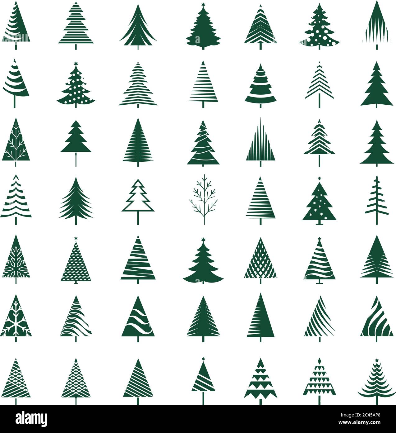 Set green winter trees icon. Vector Illustration Stock Vector Image ...