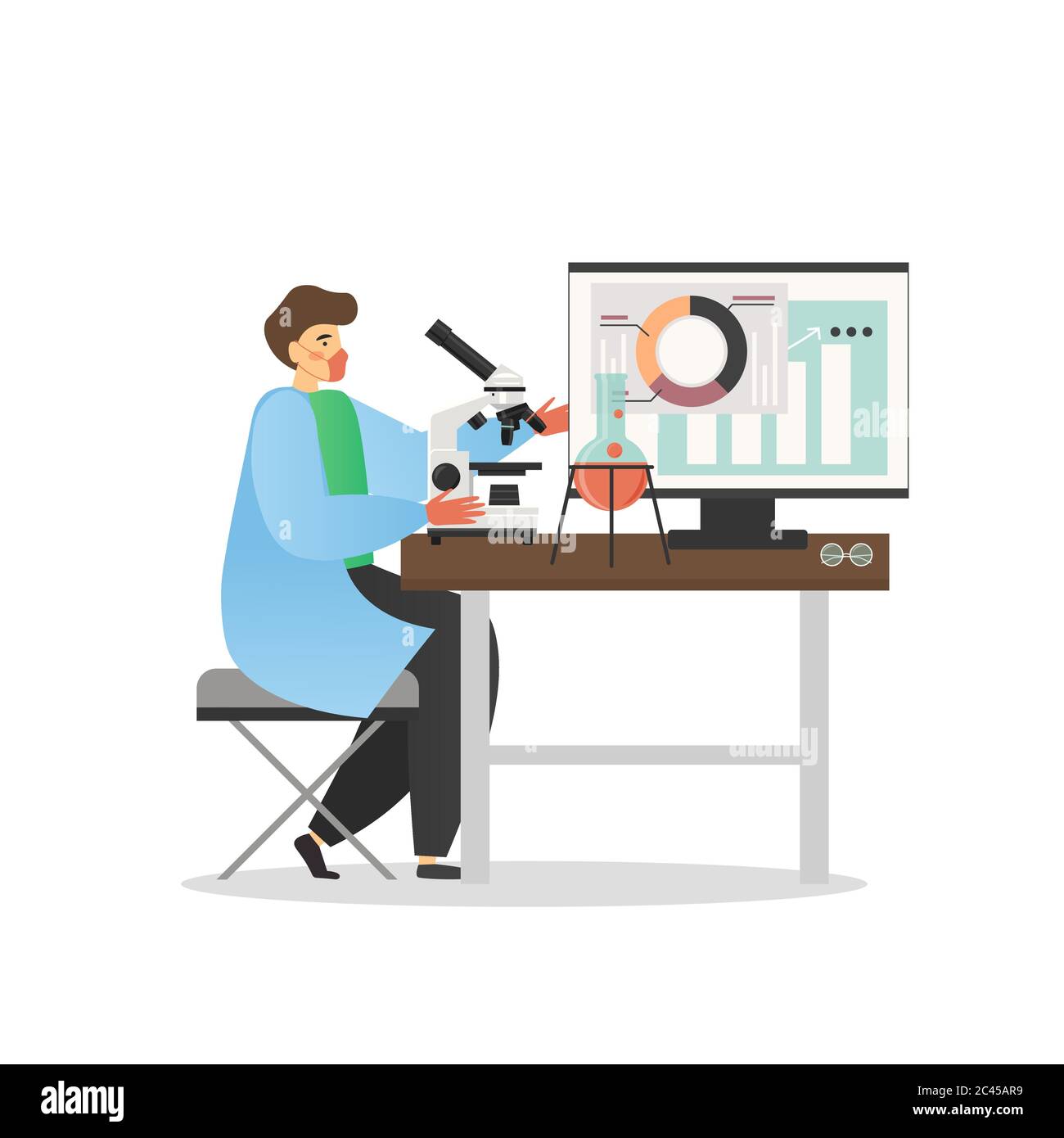 Scientist working in medical lab, vector flat illustration Stock Vector ...