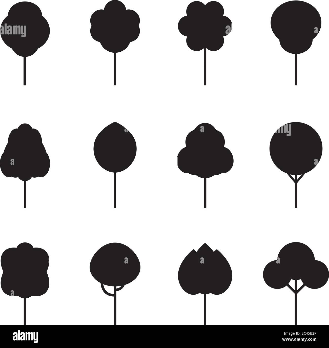 Set of outline Tree icon. Abstract Tree thin icons. Outline linear ...