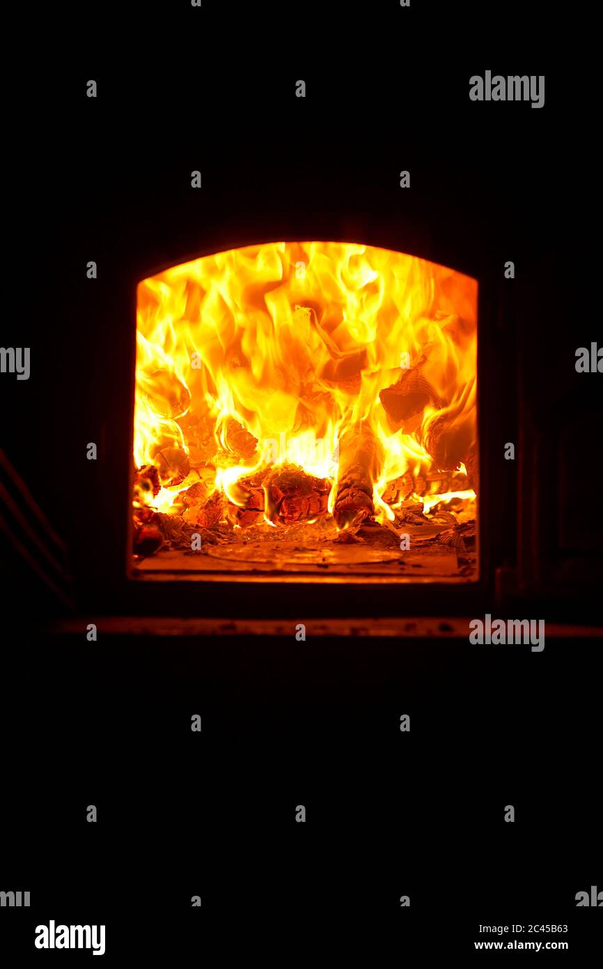 Burning wood oven in a bakery Stock Photo - Alamy