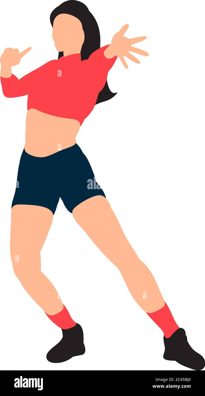 girl dancing, without a face, in a flat style, on a white background ...