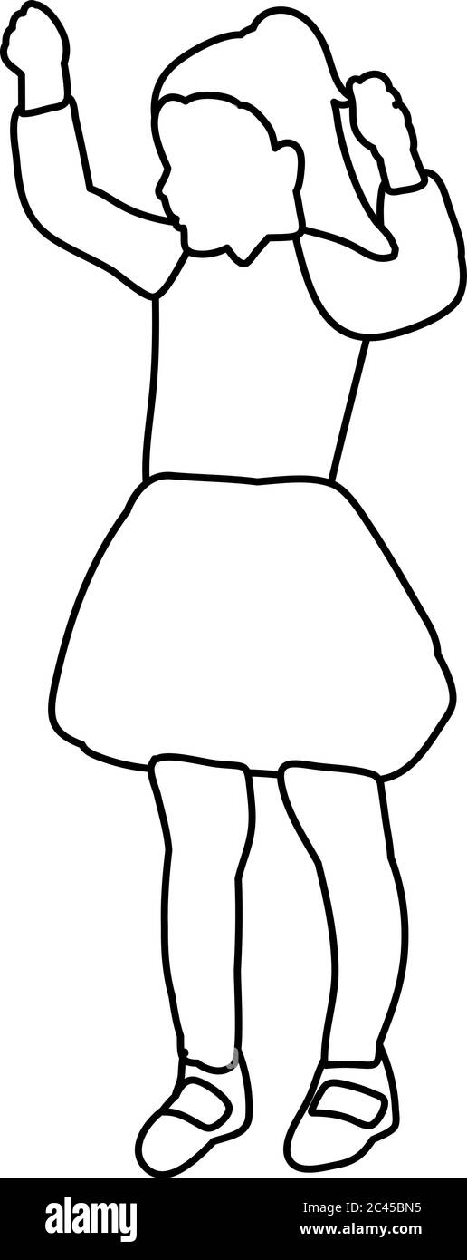 vector, isolated, sketch, simple lines child dancing Stock Vector Image ...