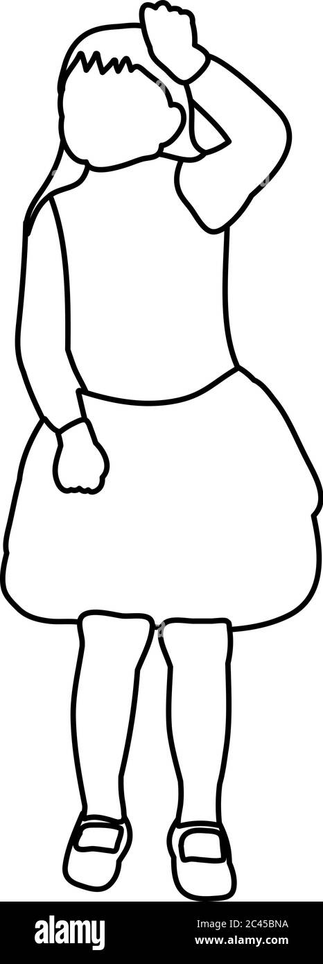 isolated, sketch, simple lines child dancing Stock Vector Image & Art ...