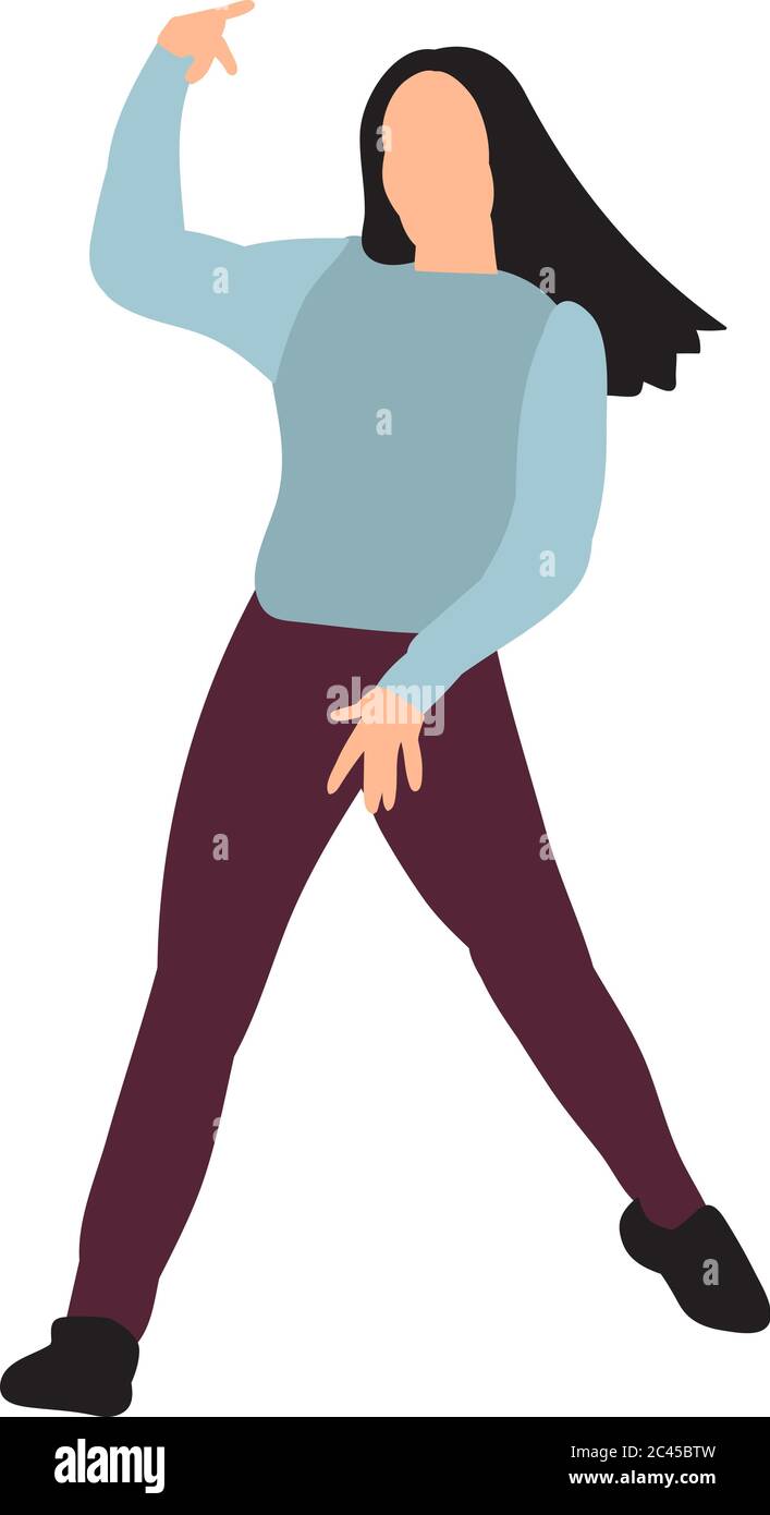 girl dancing, without a face, in a flat style, on a white background ...