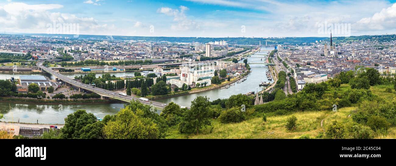 Panoramic aerial view of Rouen in a beautiful summer day, France Stock ...