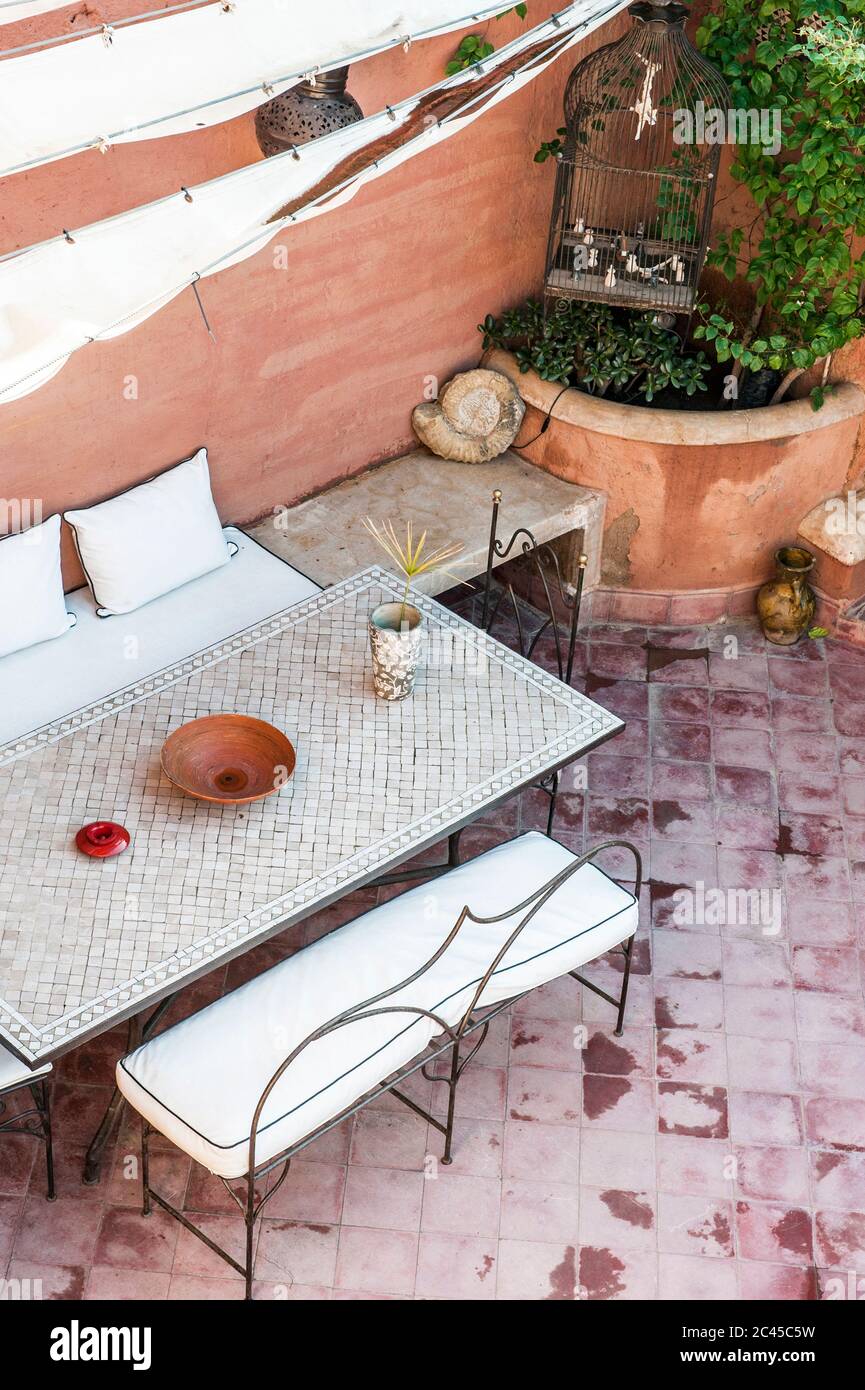 Terrace of a riad, Marrakech, Morocco Stock Photo - Alamy