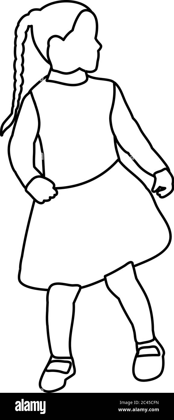 vector, isolated, sketch, simple lines child dancing Stock Vector Image ...