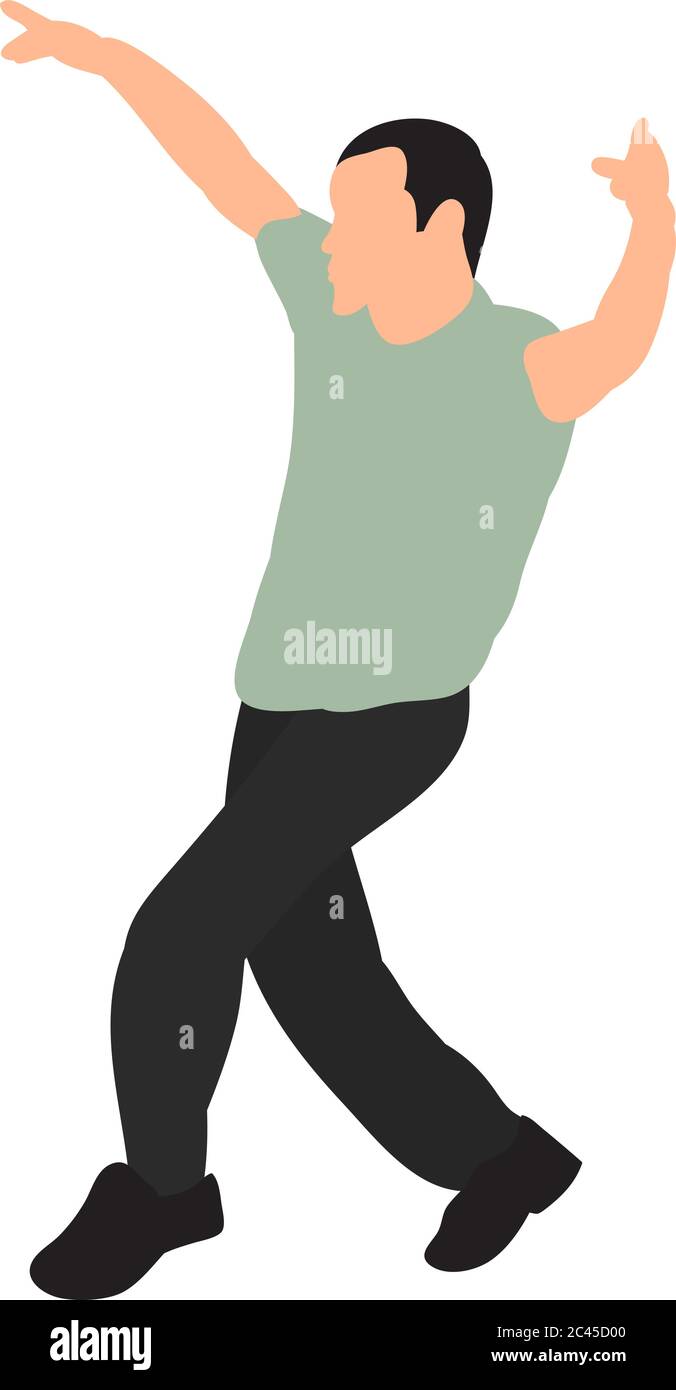 the guy is dancing, without a face, in a flat style, on a white ...