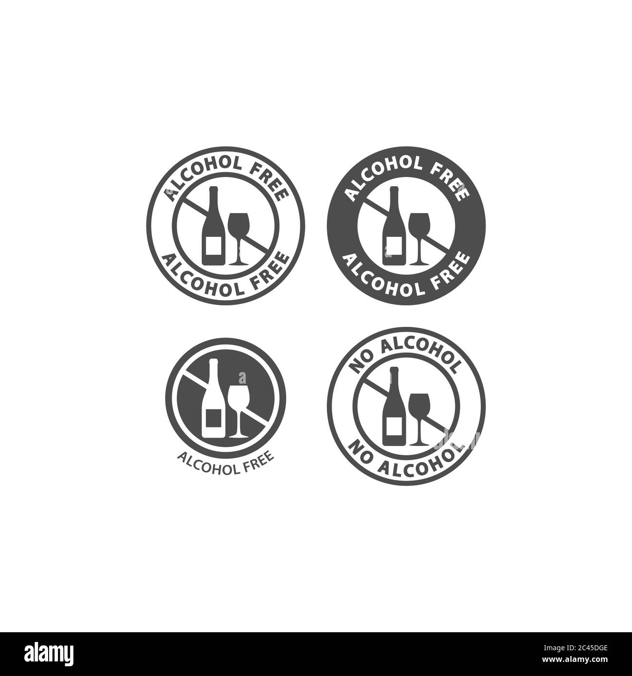 Black isolated alcohol free vector circle stamp. No alcohol ingredient ...