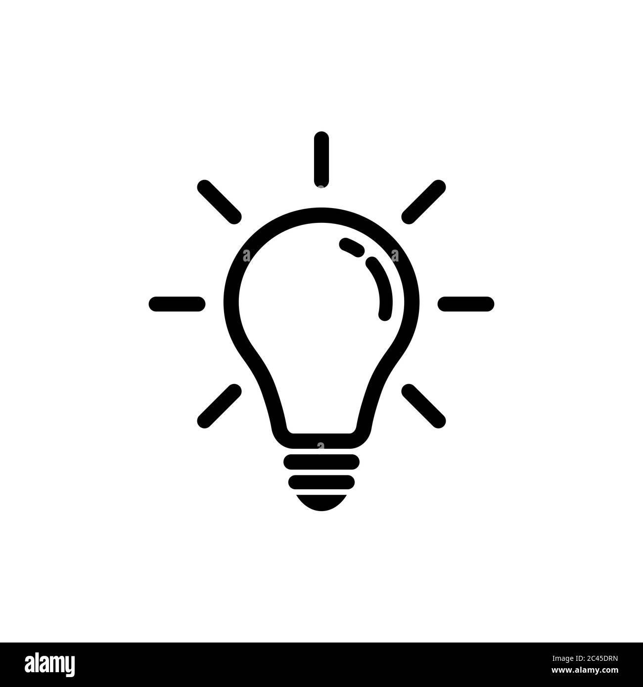 Light bulb idea concept vector icon. Lightbulb with rays glowing flat glyph icon Stock Vector ...