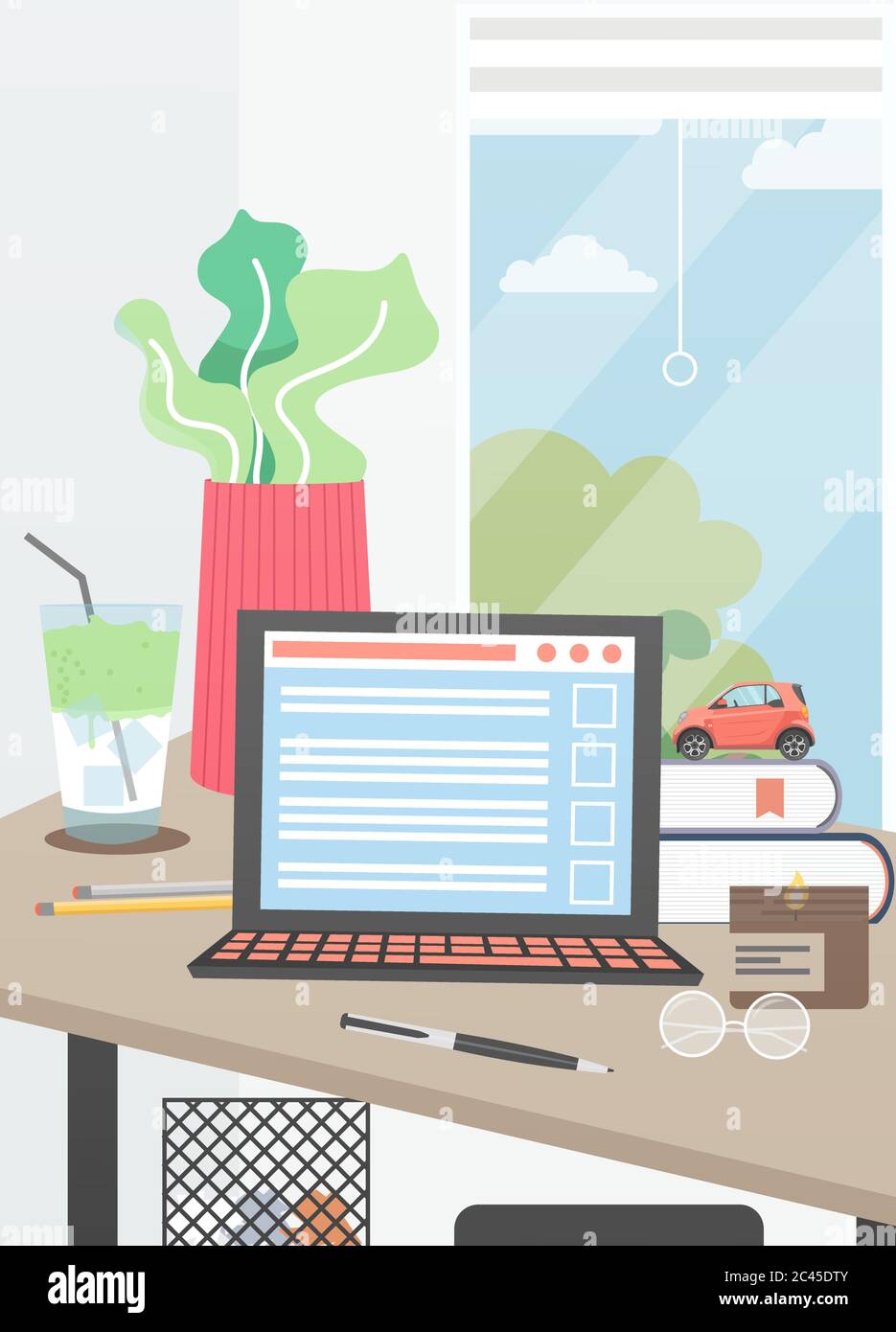 Home office interior vector poster design template Stock Vector Image ...