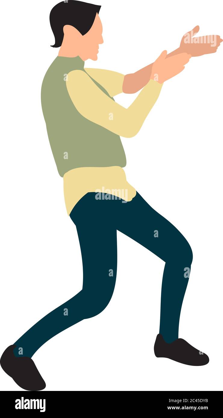 the guy is dancing, without a face, in a flat style, on a white ...