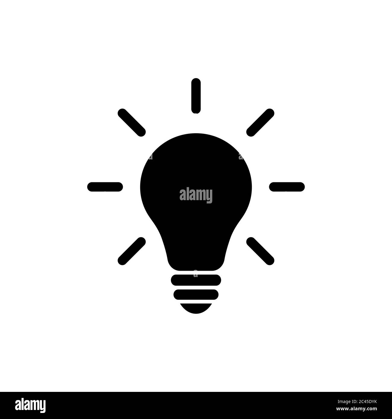 Light bulb idea concept vector icon. Lightbulb with rays glowing flat ... Light bulb idea concept vector icon. Lightbulb with rays glowing flat ...
