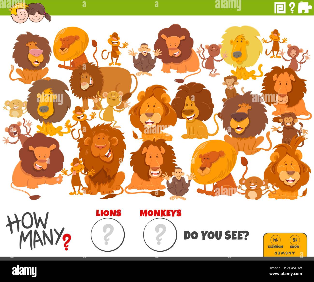 Illustration of Educational Counting Game for Children with Cartoon ...
