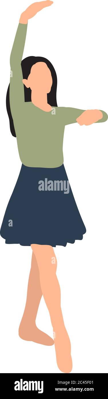 child dancing, without a face, in a flat style, on a white background ...