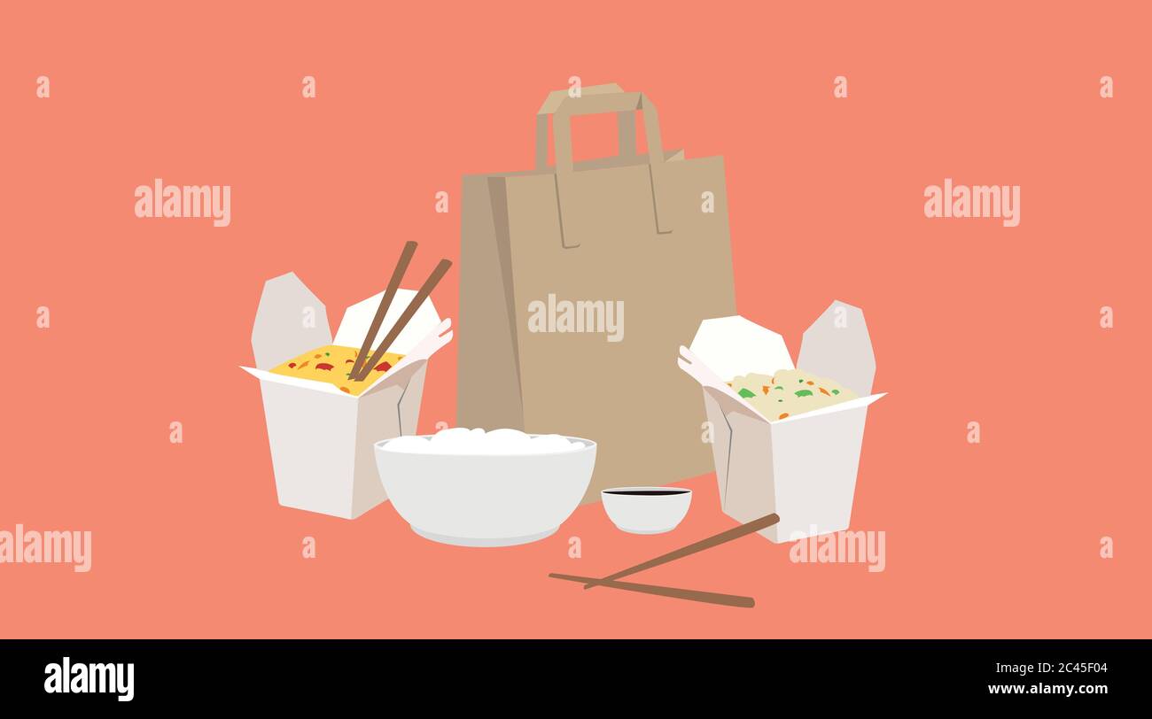 Vector Isolated Illustration of Chinese Takeaway Food Stock Vector ...